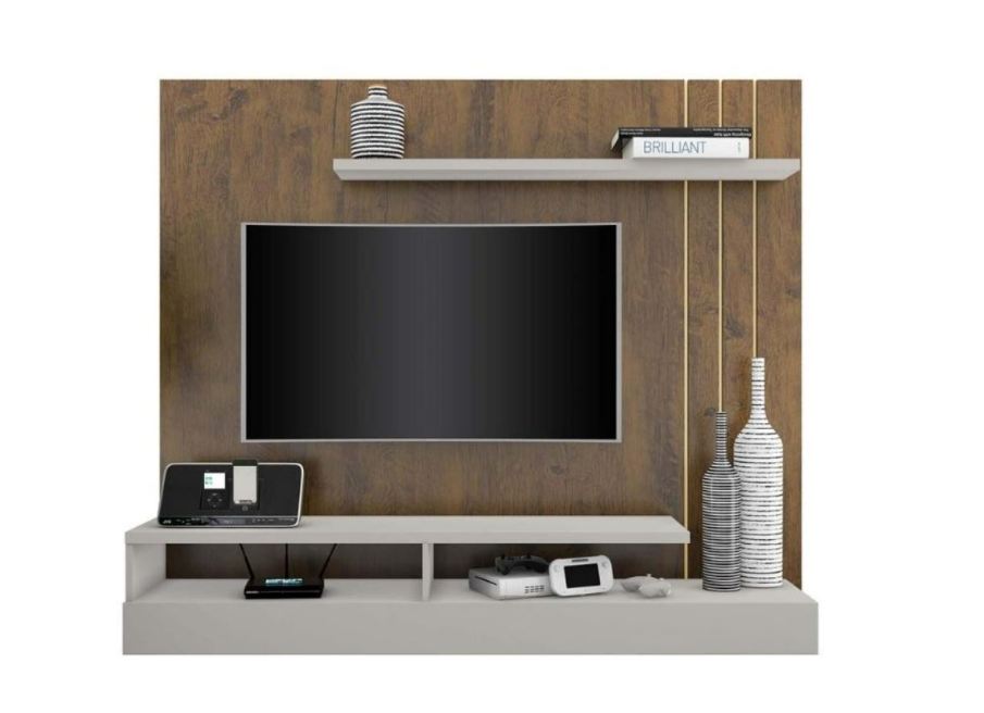 Painel Home Suspenso para TV até 50” Zeus Flex – Ipê/Off White – Bors ...